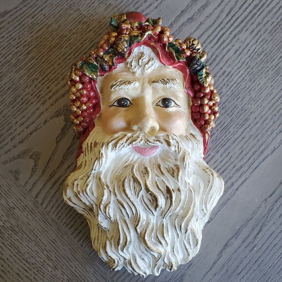 Clay Art | Accents | Vintage Santa Face Mask Wall Plaque Resin 15 ...